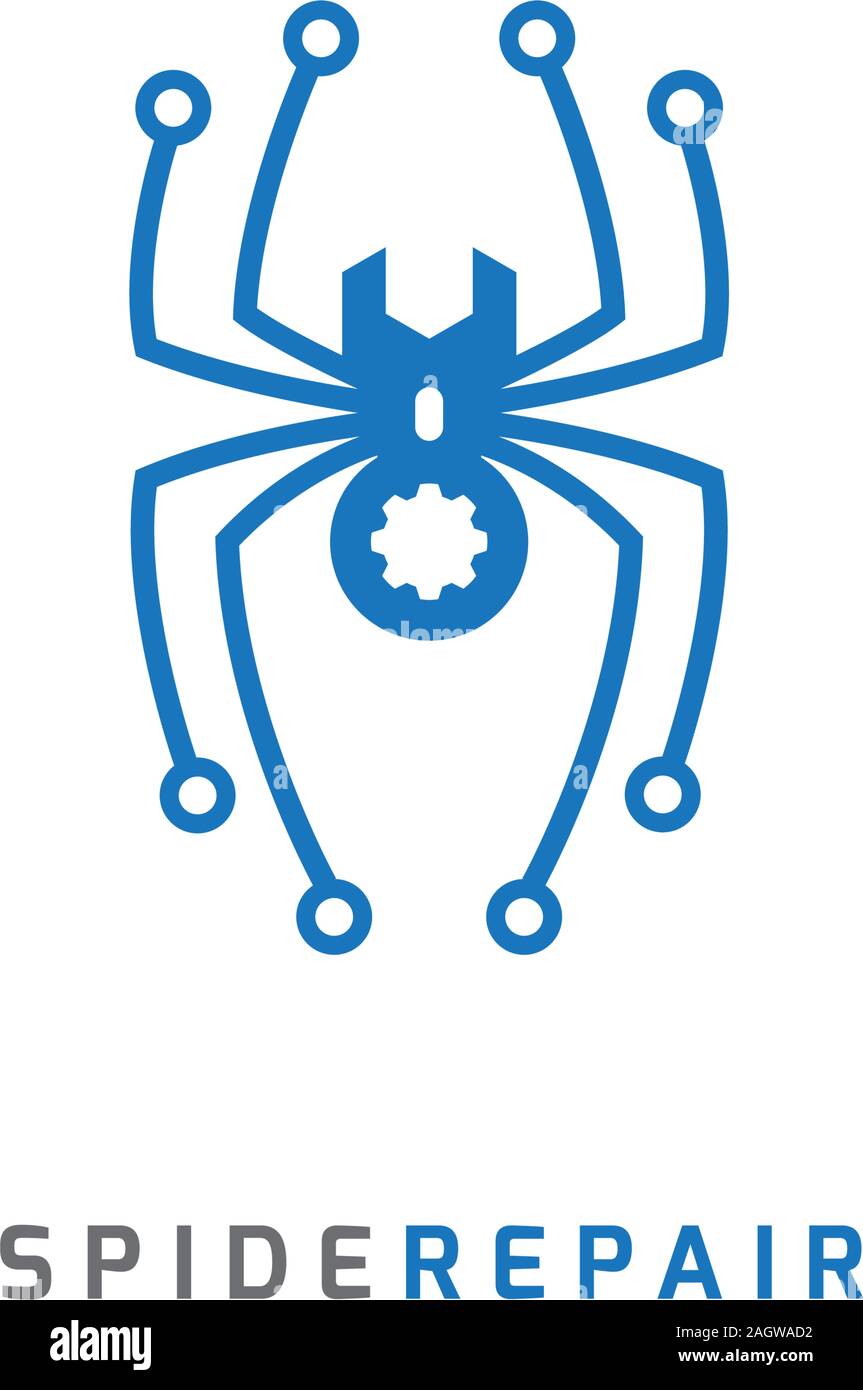 Blue digital Spider with wrench body Stock Vector Image & Art - Alamy