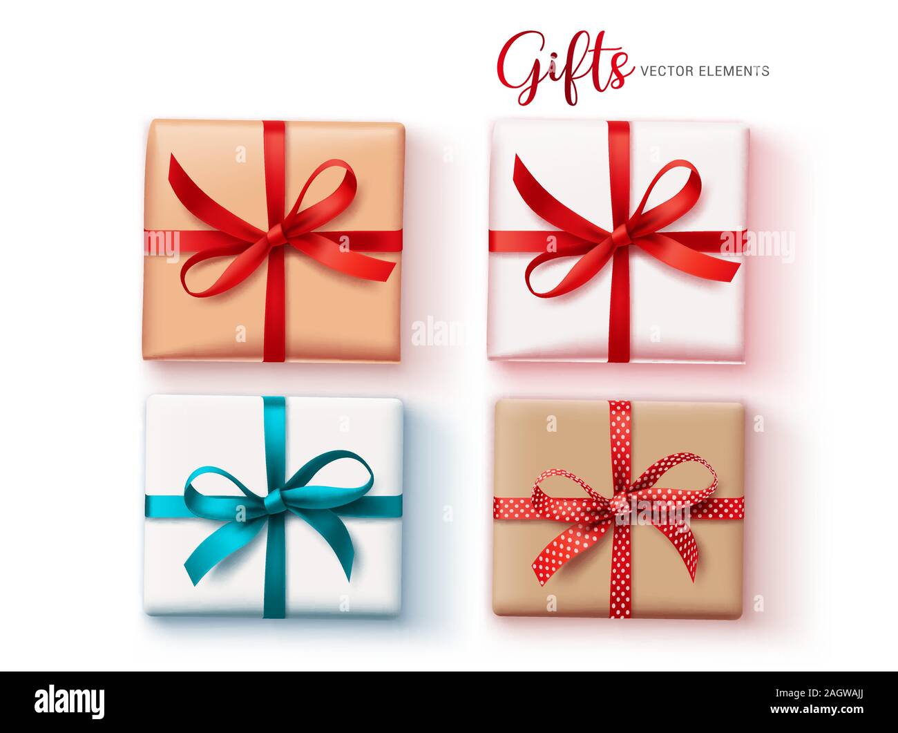 Gifts vector object set. Gift element for christmas, birthday and ...