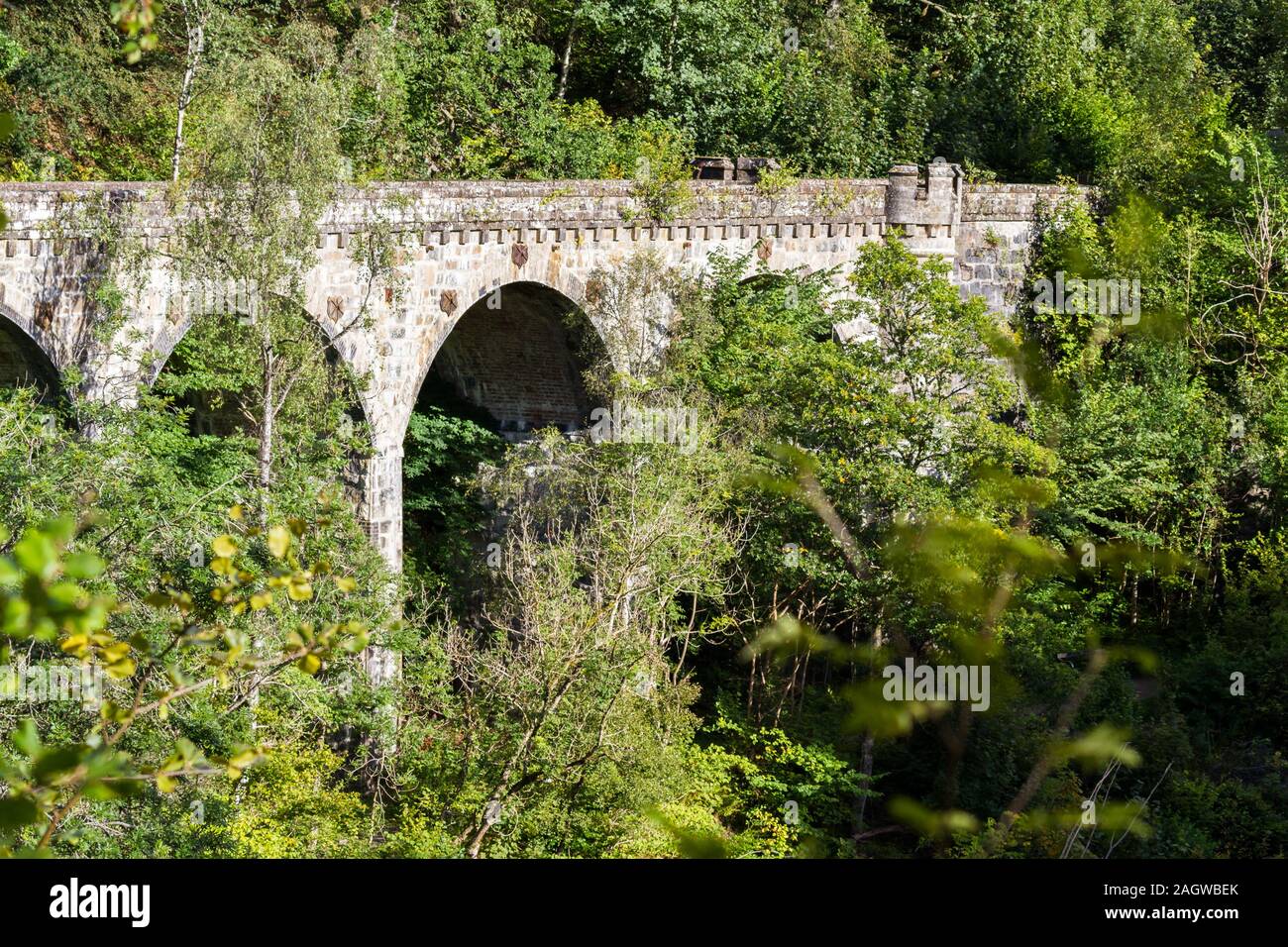 Close up of the arches in the Killiecrankie viaduct. A single track ...
