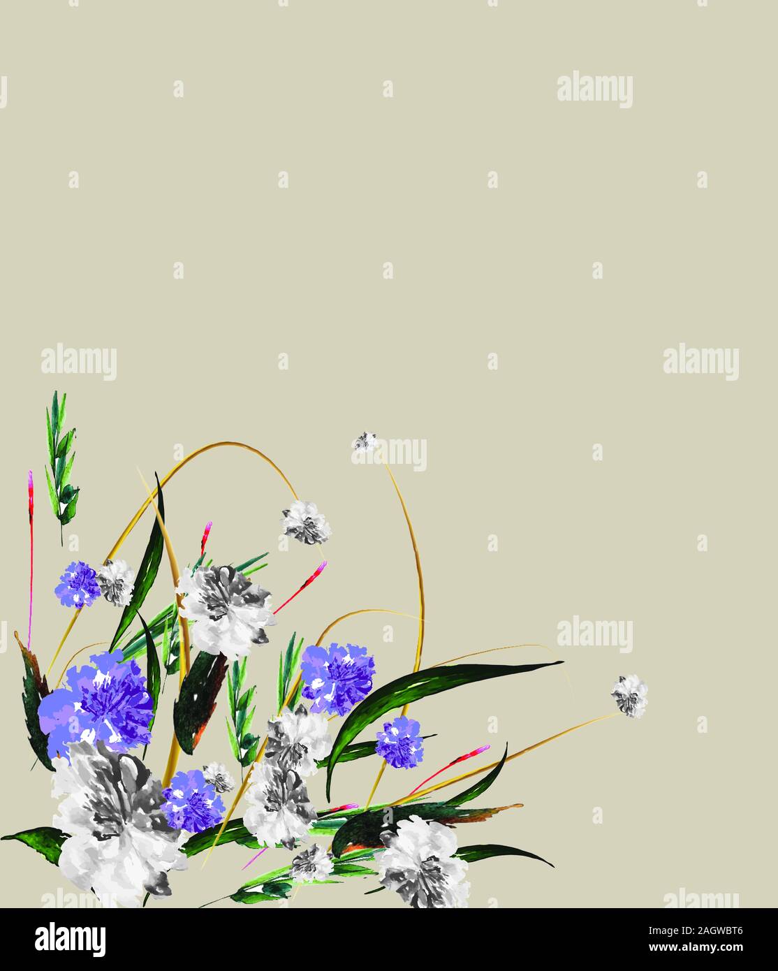 Floral background layout - Done with watercolors Stock Photo - Alamy