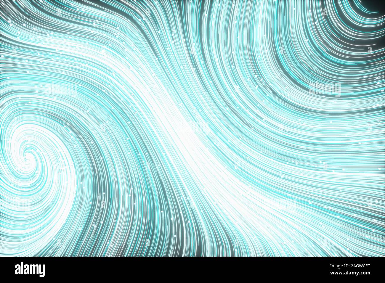 Flowing curves with colorful background, 3d rendering. Computer digital ...
