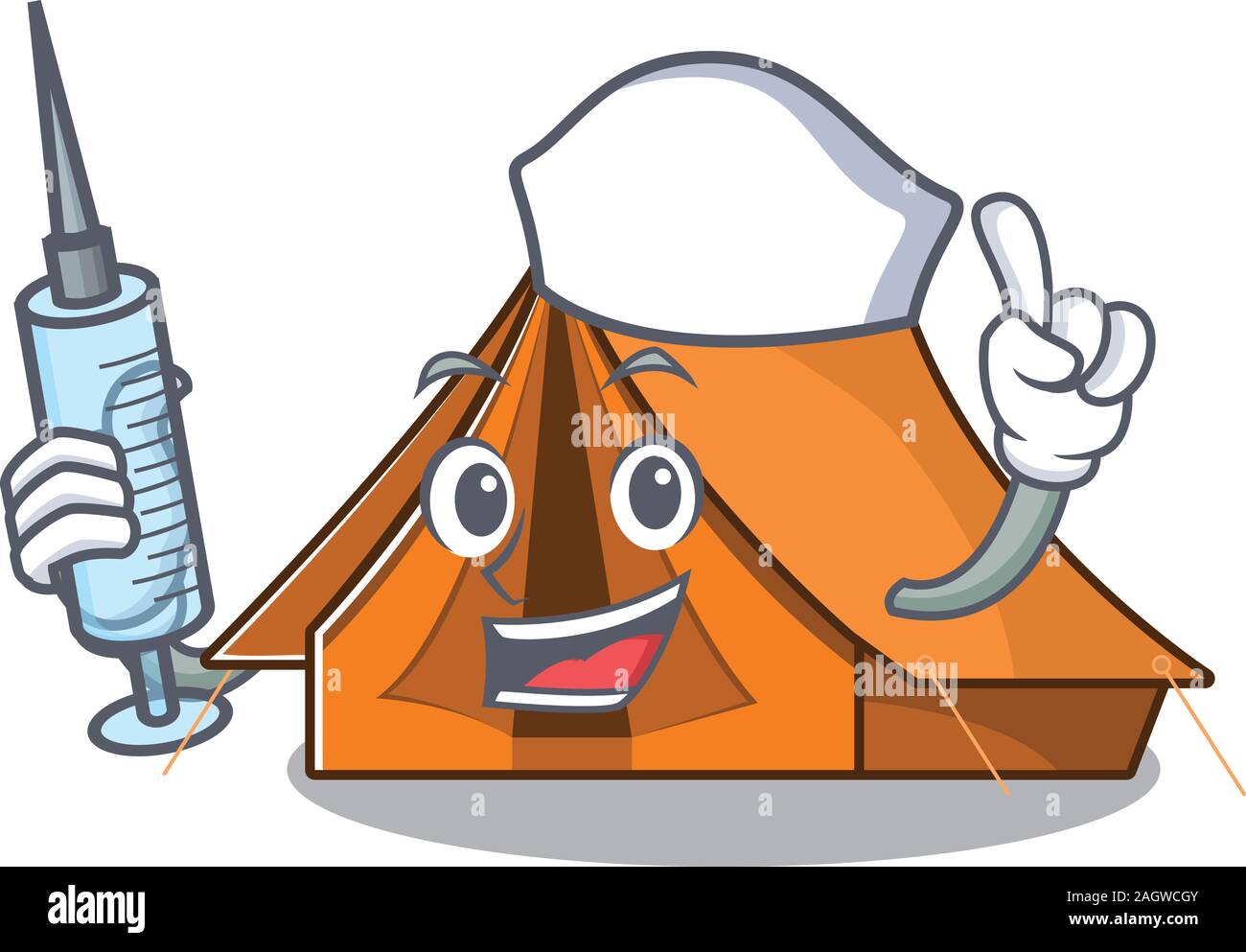 Hospitable Cute Nurse camping tent Scroll cartoon style holding syringe ...