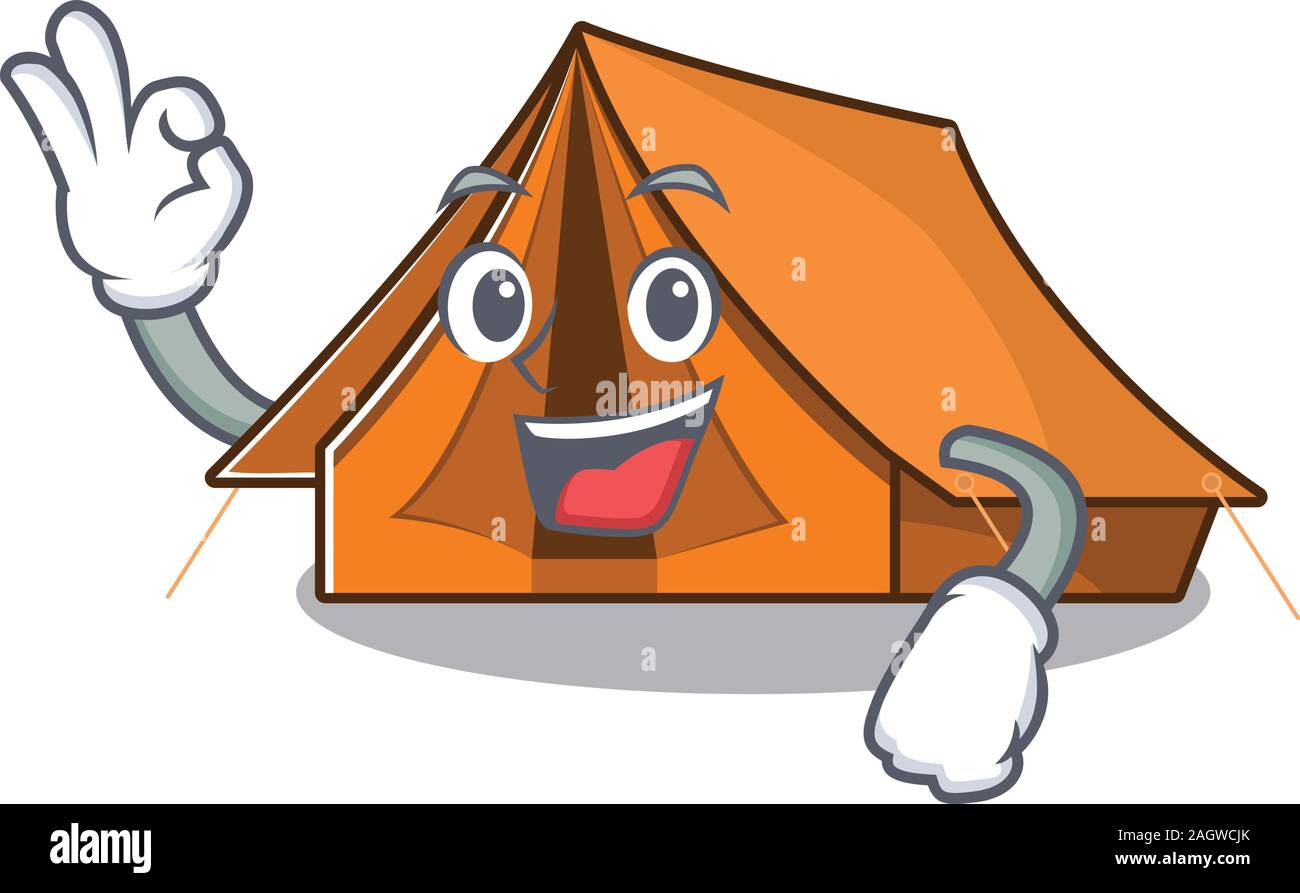 Camping tent Scroll mascot design making an Okay gesture Stock Vector ...