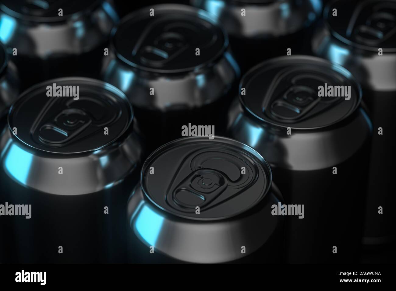 Cans with dark background, recyclable cans, 3d rendering. Computer ...