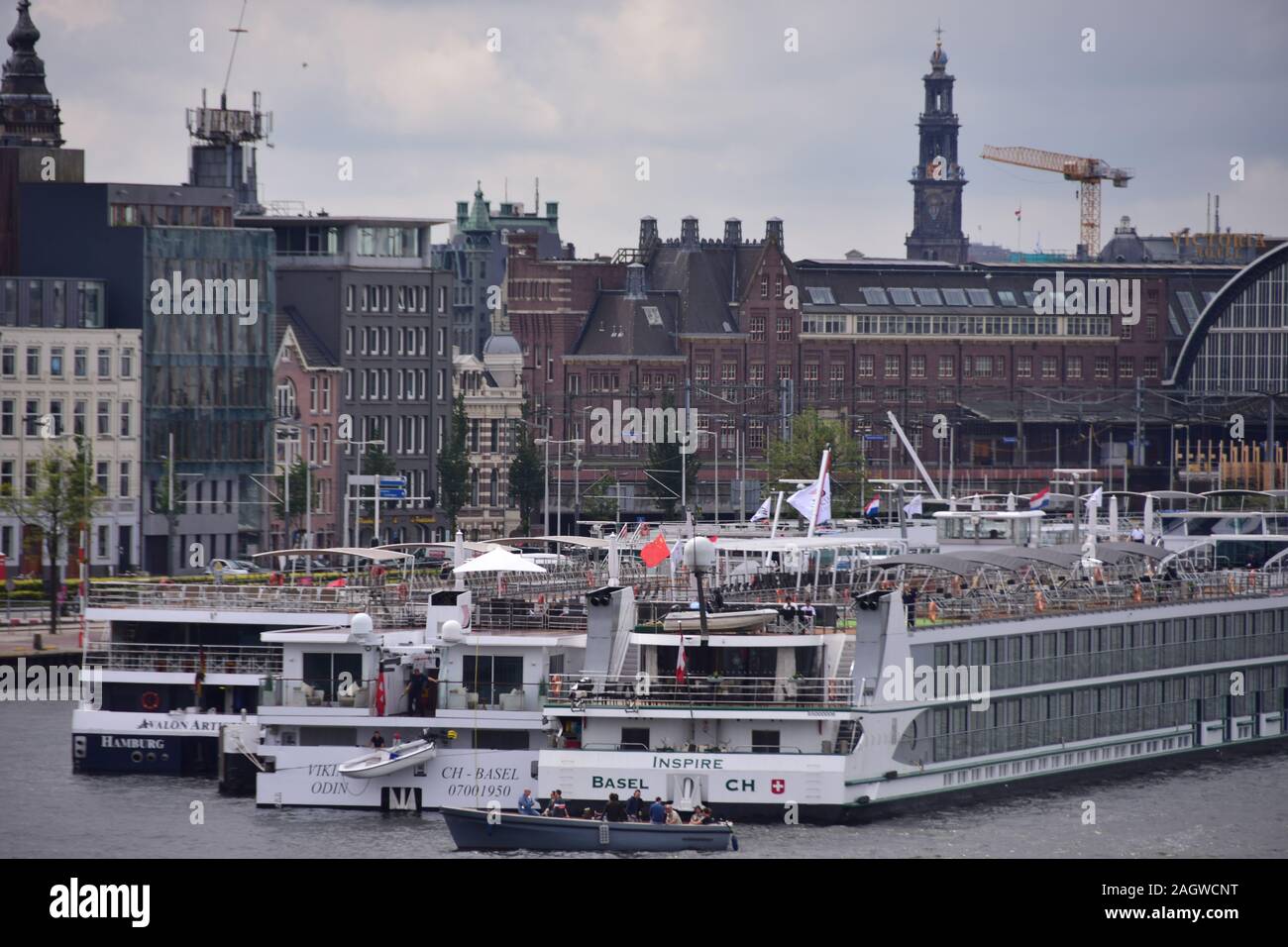 River Cruise vessels in Amsterdam, Holland, Netherlands, Nederlands ...