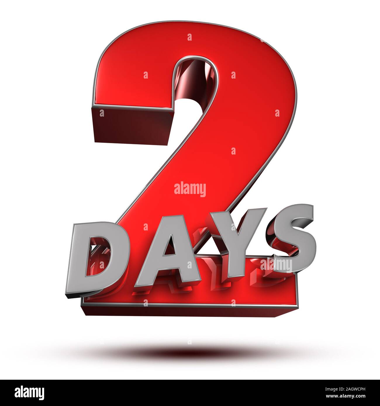 3D illustration 2 Days red on a white background.(with Clipping Path ...
