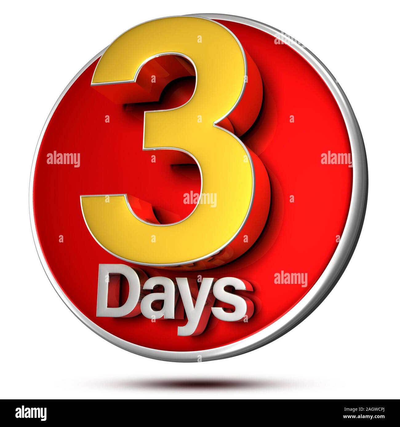 3D illustration 3 Days icon on a white background.(with Clipping Path ...