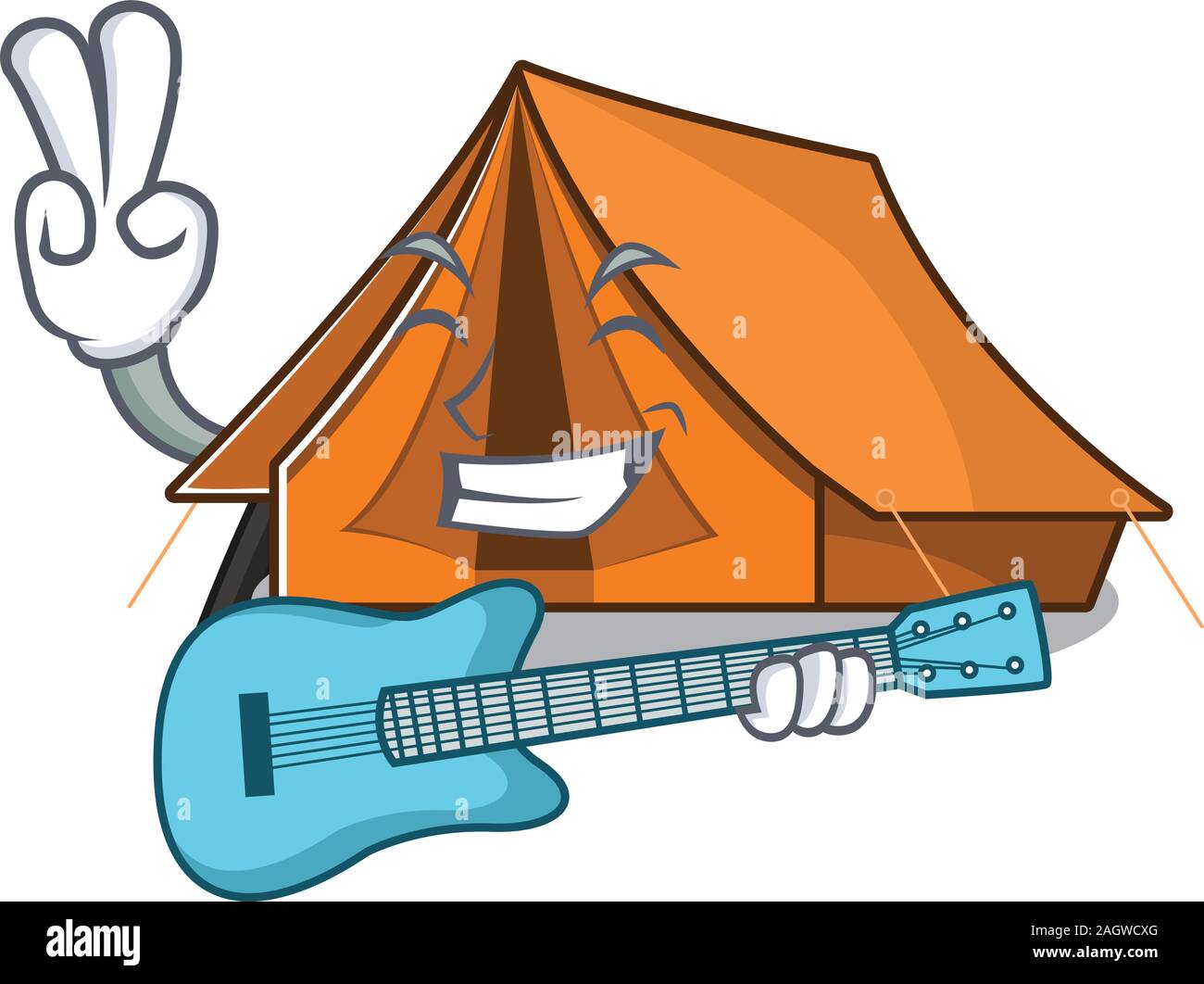 Supper cool camping tent Scroll cartoon performance with guitar Stock ...