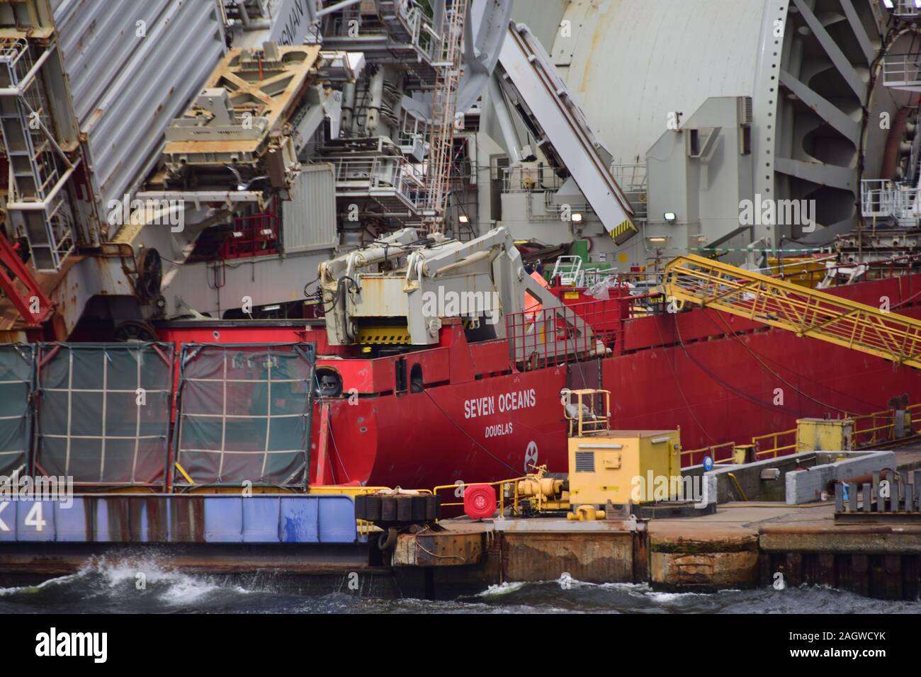 Seven Oceans, pipe laying vessel in dry dock in Amsterdam, Holland ...