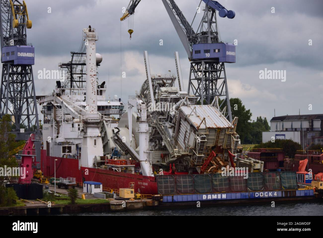 Seven Oceans, pipe laying vessel in dry dock in Amsterdam, Holland ...