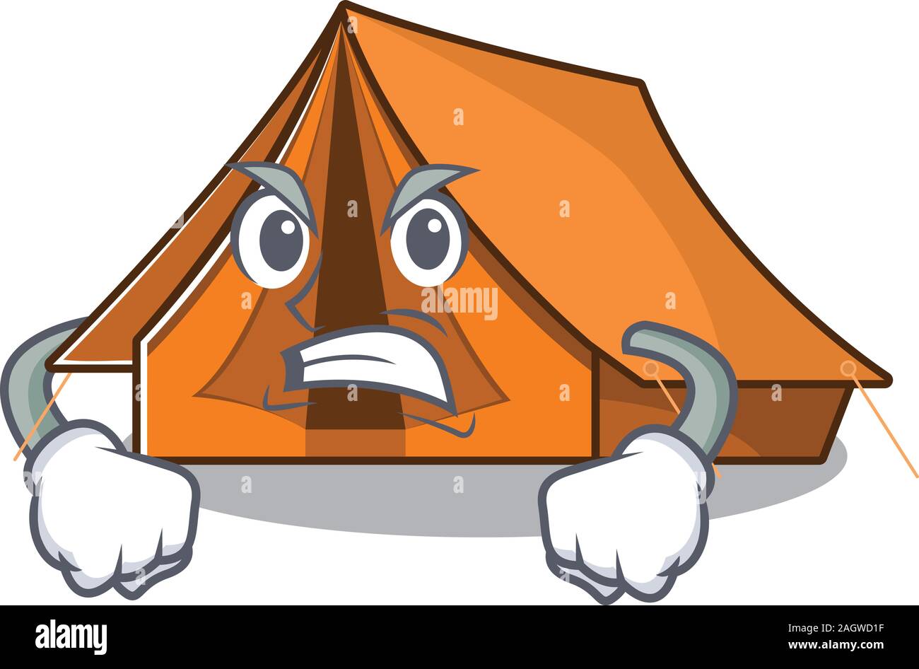 angry face camping tent Scroll cartoon character design Stock Vector ...
