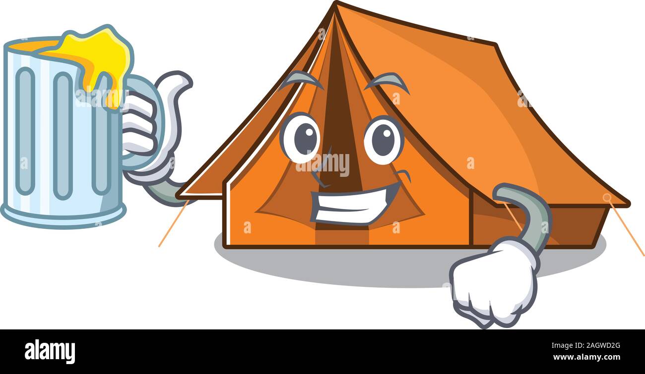 Happy camping tent Scroll mascot design with a big glass Stock Vector ...