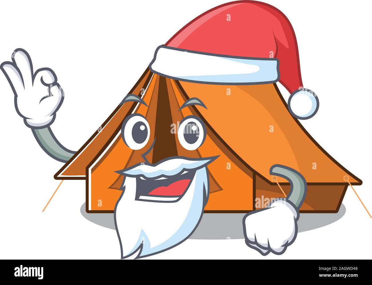 Santa camping tent Scroll cartoon character design with ok finger Stock ...