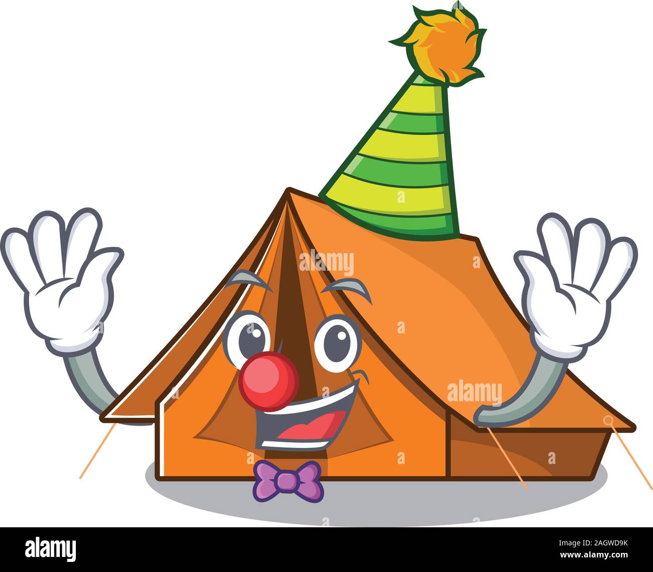 Cute and Funny Clown camping tent Scroll cartoon character mascot style ...