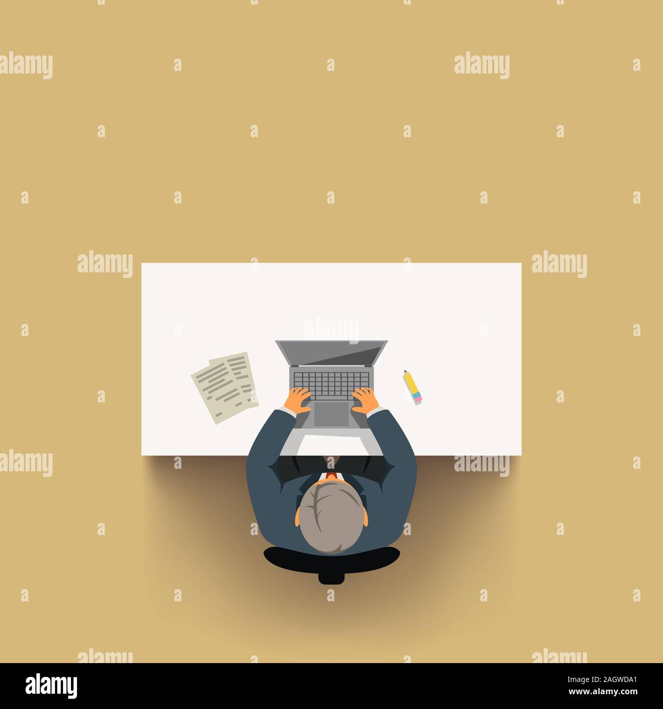 Working desk top view Stock Vector Images - Alamy