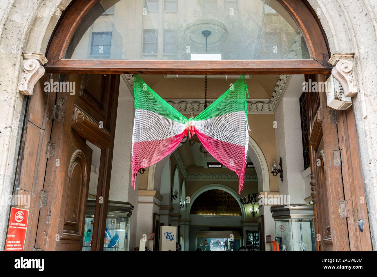 Street view of shopping street with historic buildings near the main ...