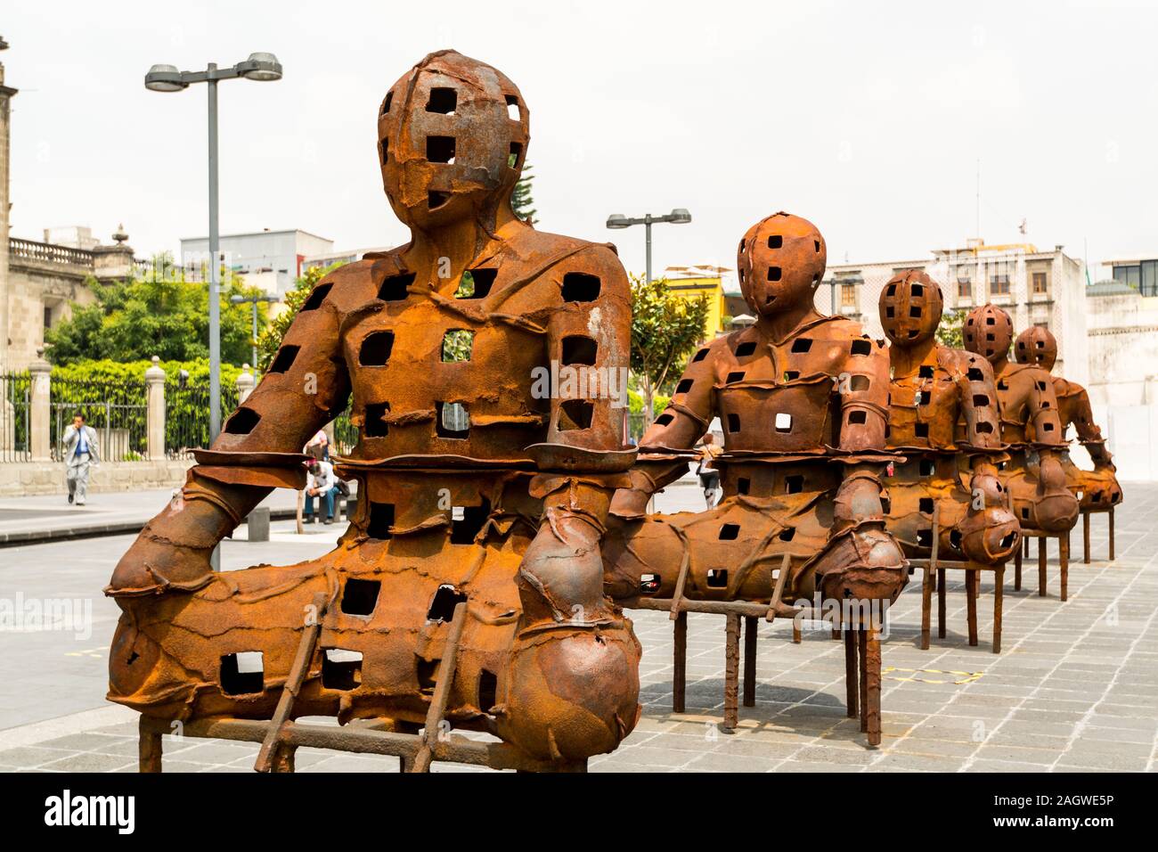 Rusty iron sculpture at the main square in Mexico City, La Plaza de la ...