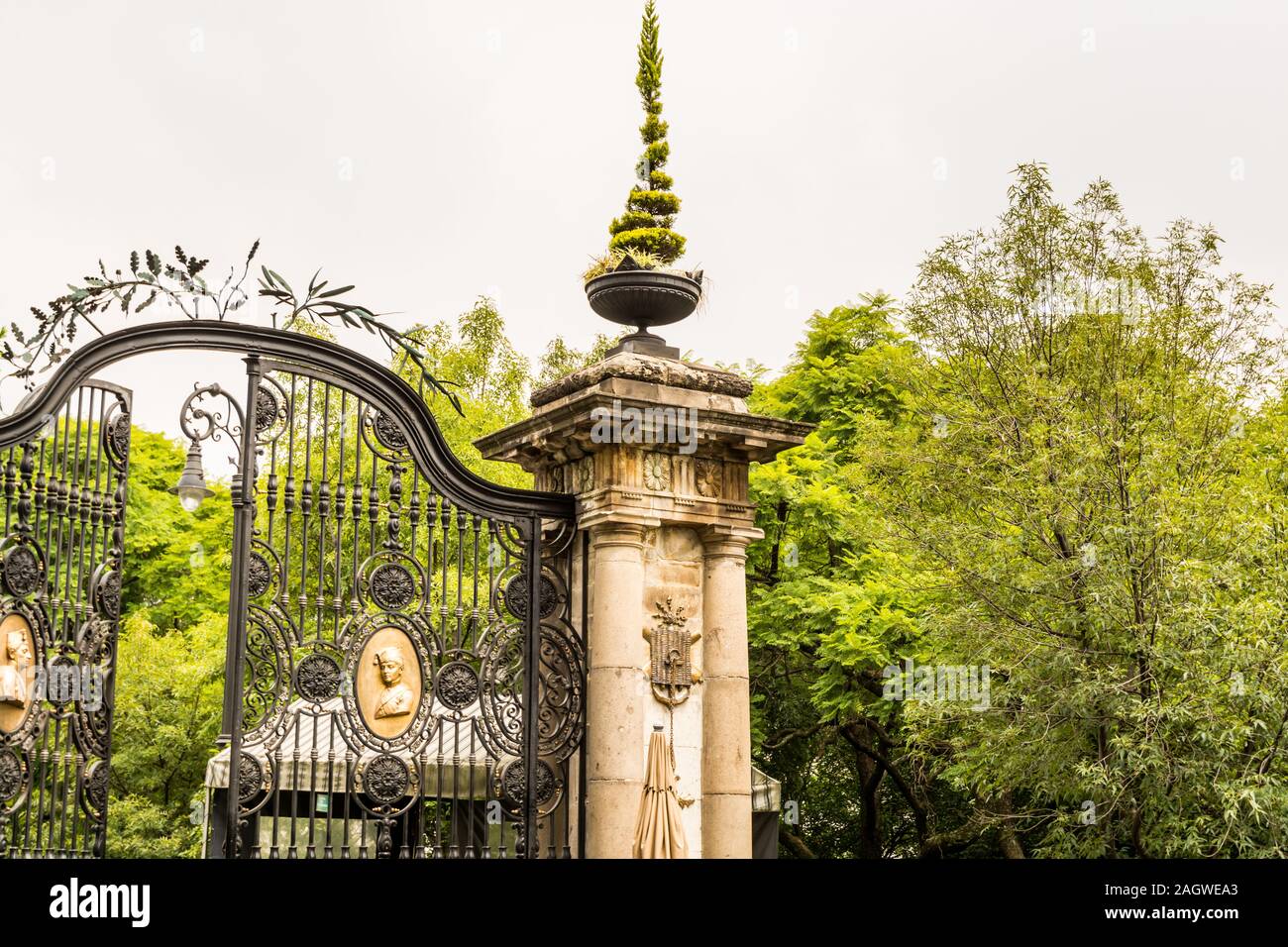 Main gate of Chapultepec Castle. located on top of Chapultepec Hill in ...