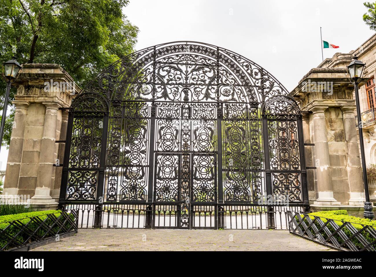 Main gate of Chapultepec Castle. located on top of Chapultepec Hill in ...