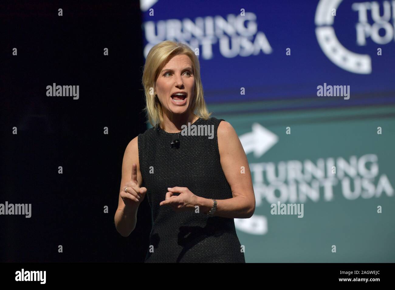 Florida, USA. 21 December 2019. Laura Ingraham speaks at the 2019 ...