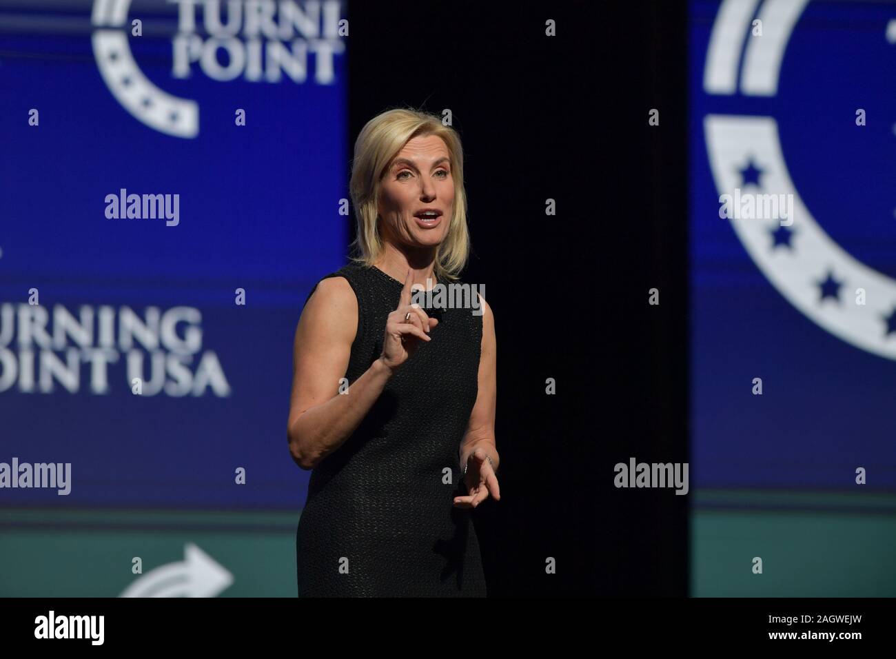 Florida, USA. 21 December 2019. Laura Ingraham speaks at the 2019 ...