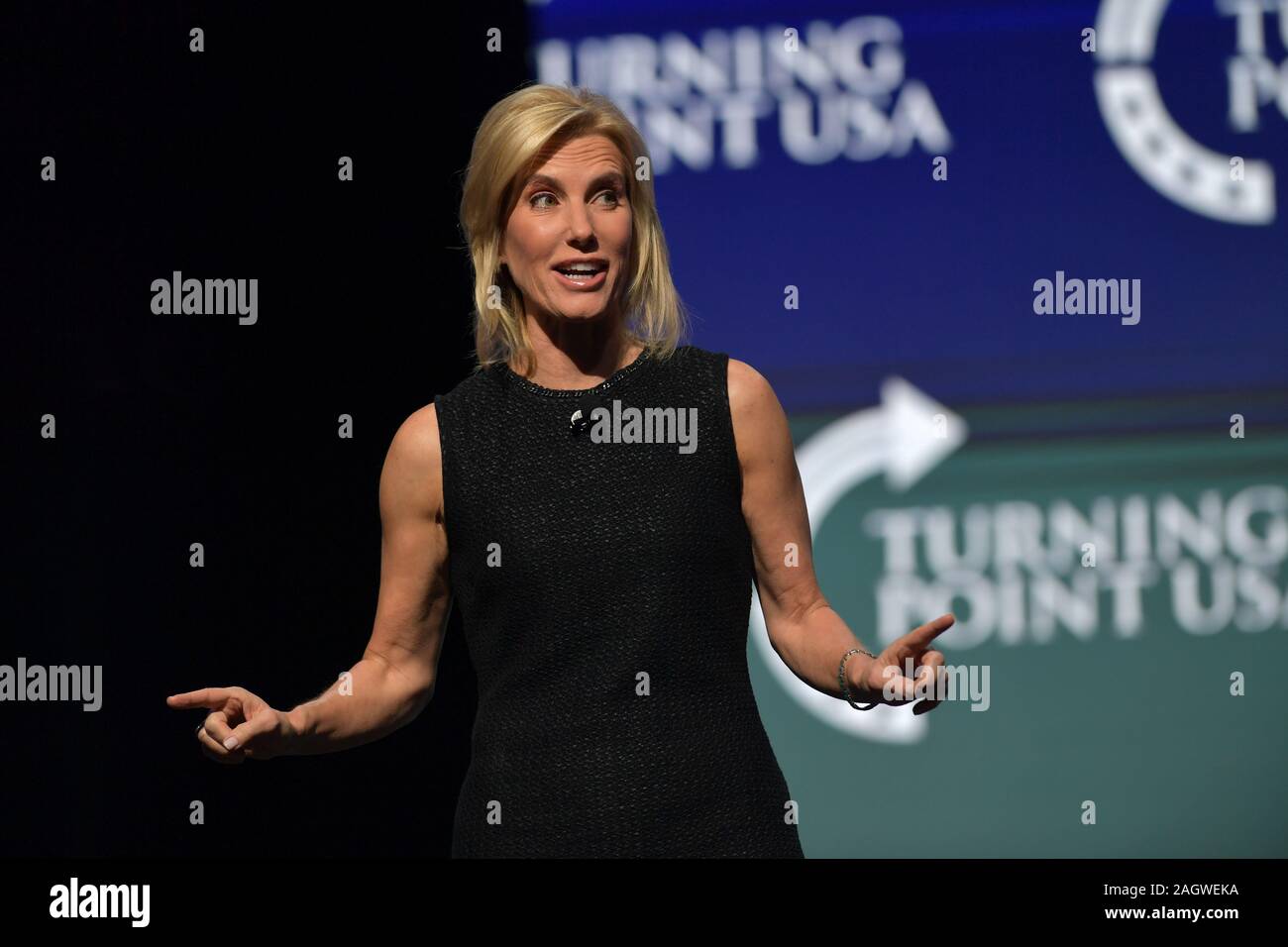 Florida, USA. 21 December 2019. Laura Ingraham speaks at the 2019 ...