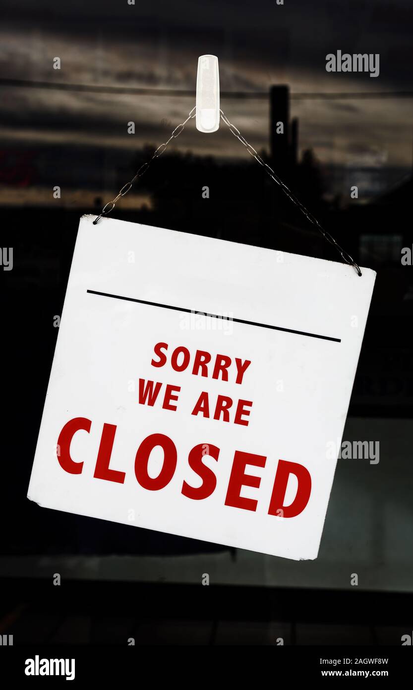 Sorry we closed sign australia hi-res stock photography and images - Alamy