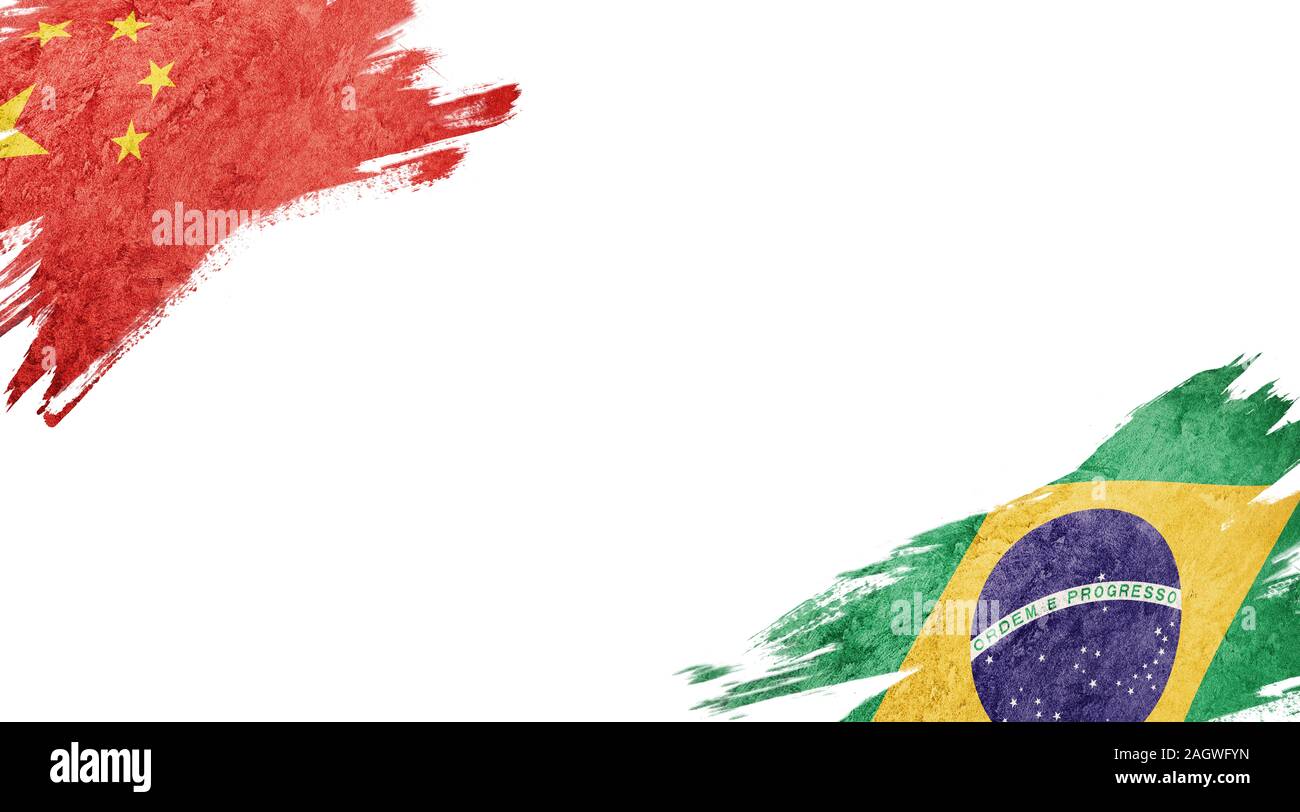 Flags of China and Brasil on White Background Stock Photo - Alamy