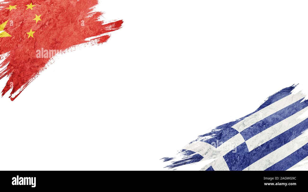 Flags of China and Greece on White Background Stock Photo - Alamy