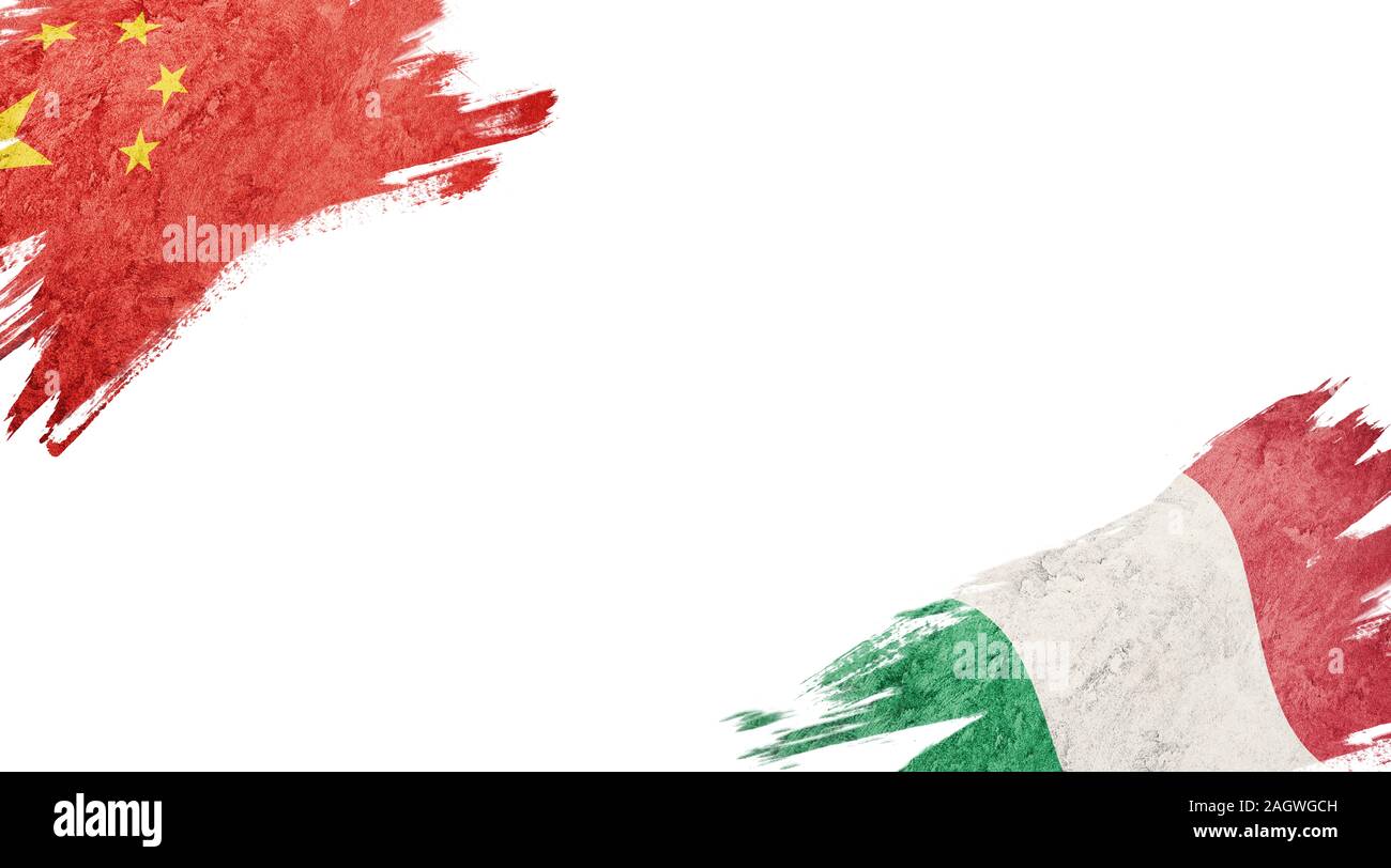 Flags of China and Italy on White Background Stock Photo - Alamy