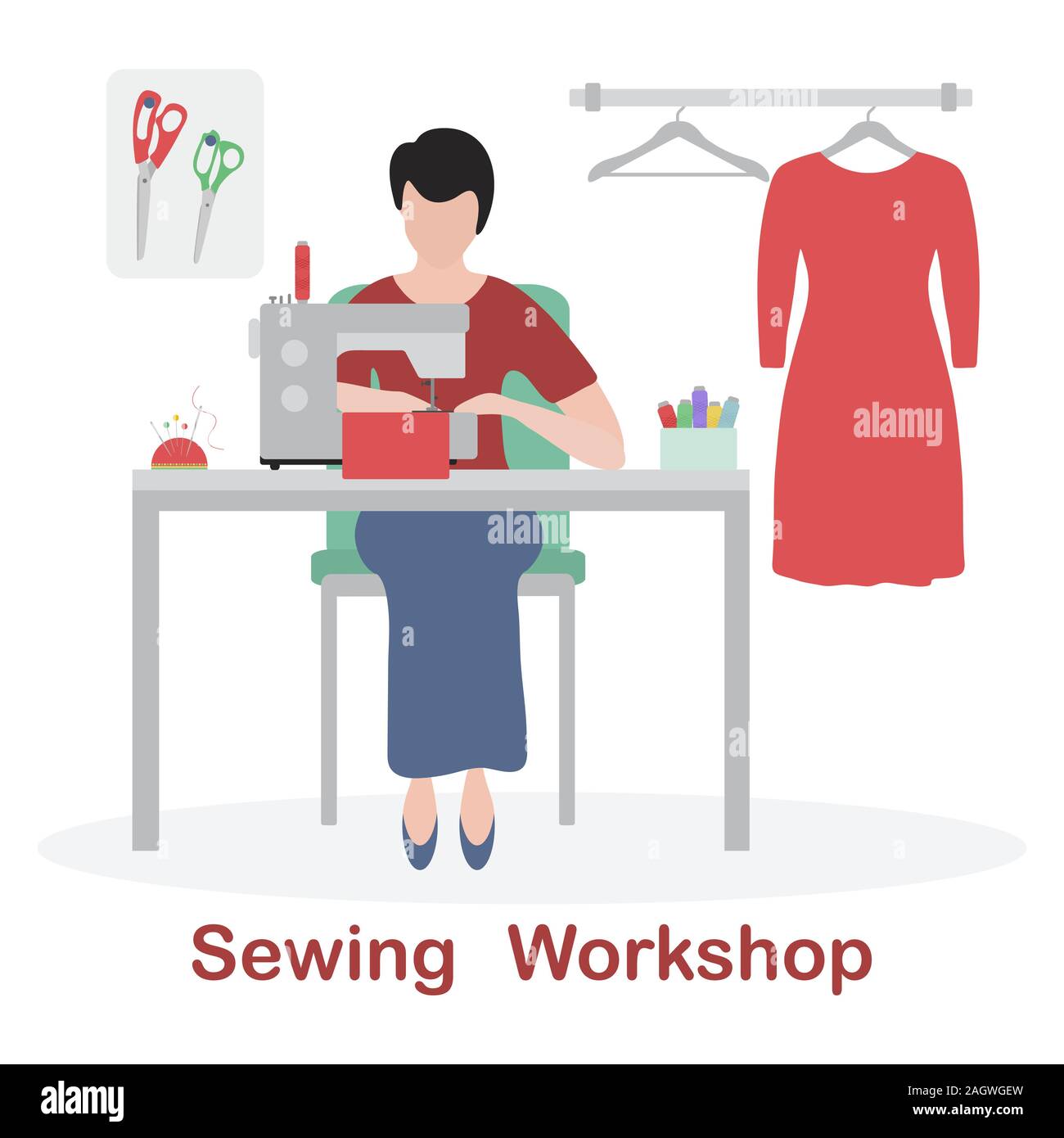 How is sewing machine works Stock Vector Images - Alamy