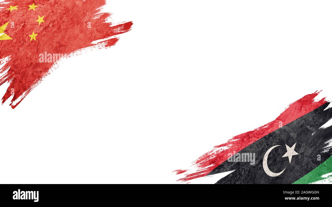 Flags of China and Libya on White Background Stock Photo - Alamy