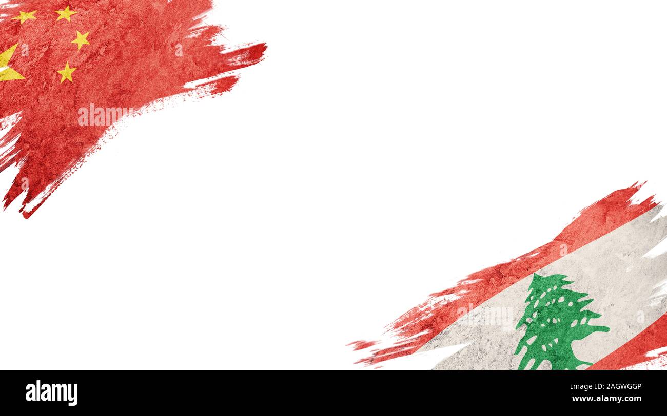 Flags of China and Lebanon on White Background Stock Photo - Alamy