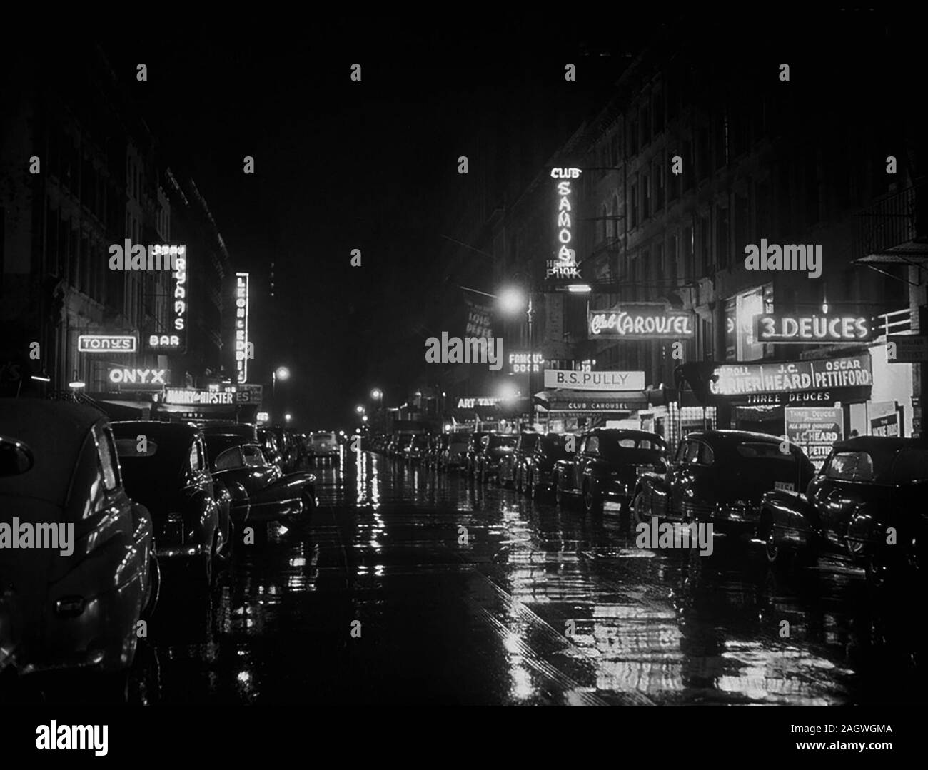 Jazz clubs line 52nd Street in New York, N.Y., ca. July 1948 Stock ...