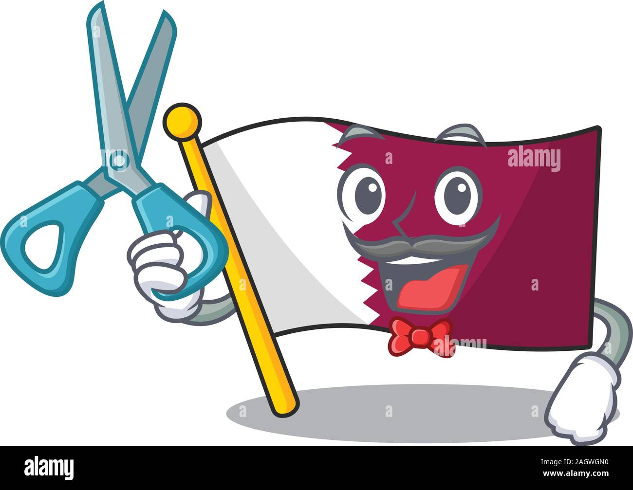 Funny Barber flag qatar Scroll cartoon character design style Stock ...