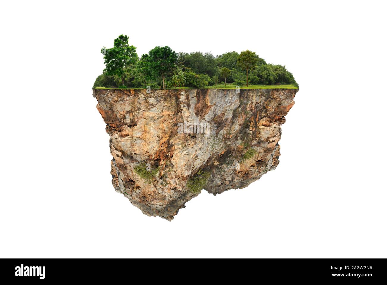 The floating island on white background Stock Photo - Alamy