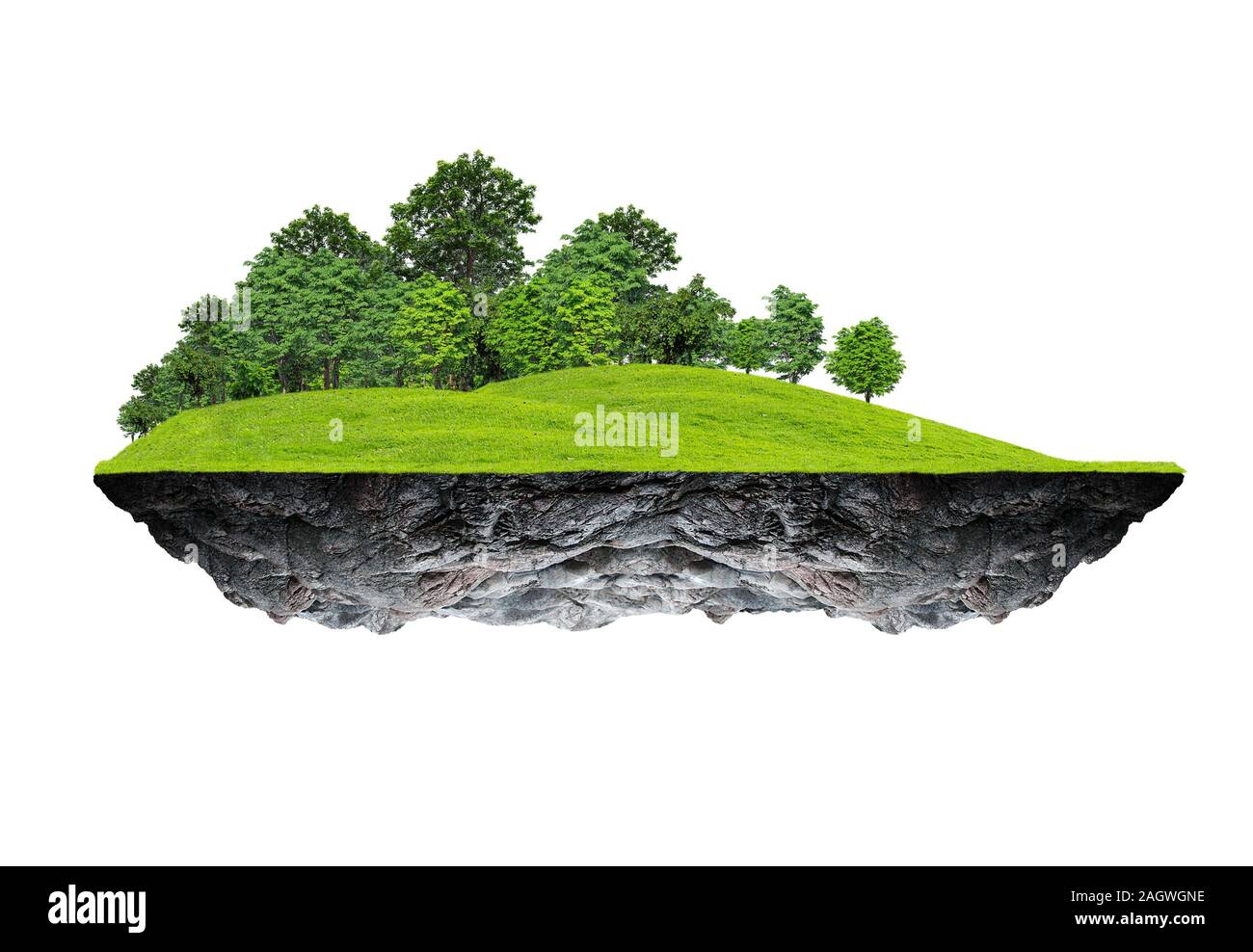 The floating island on white background Stock Photo - Alamy