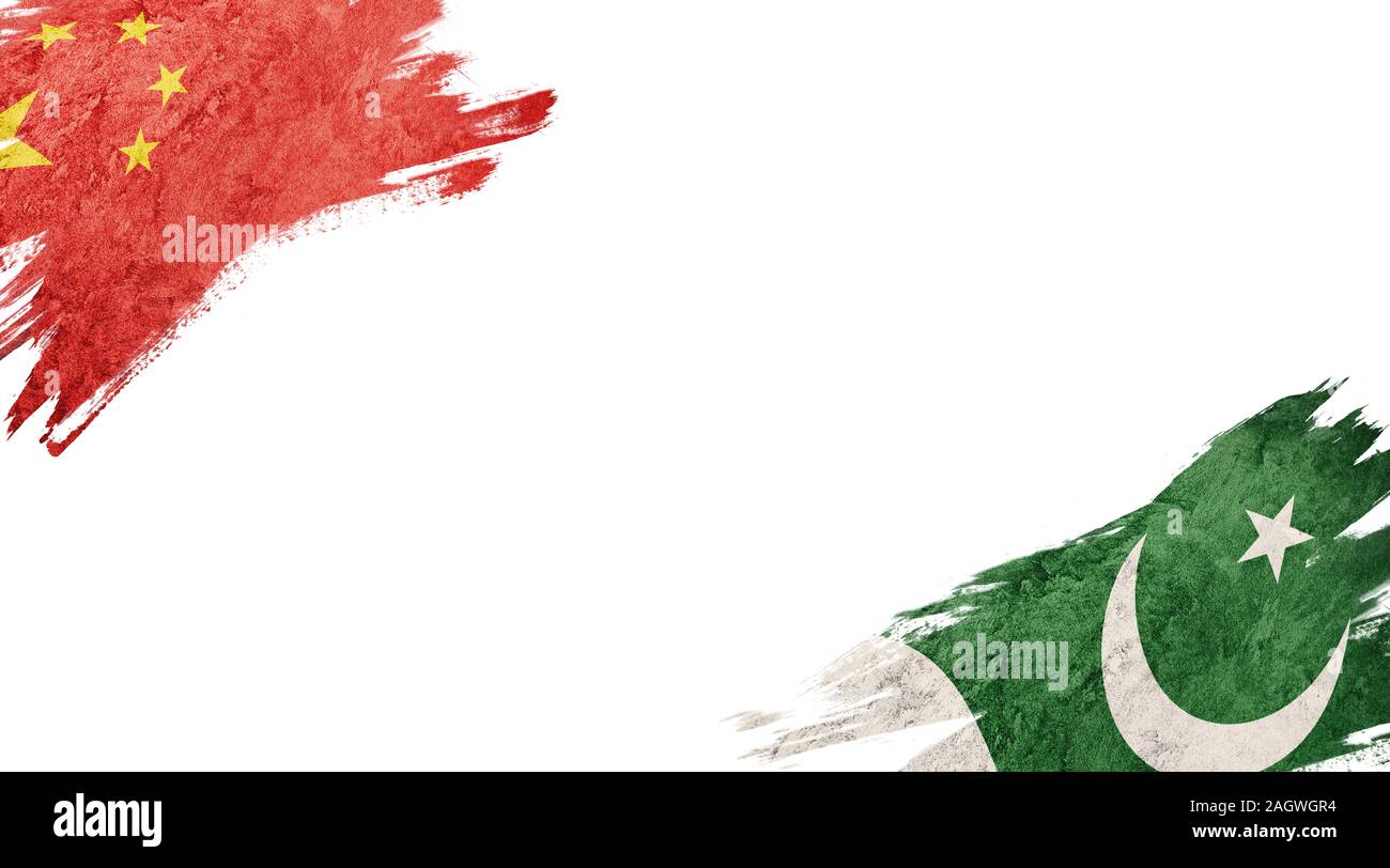 Flags of China and Pakistan on White Background Stock Photo - Alamy