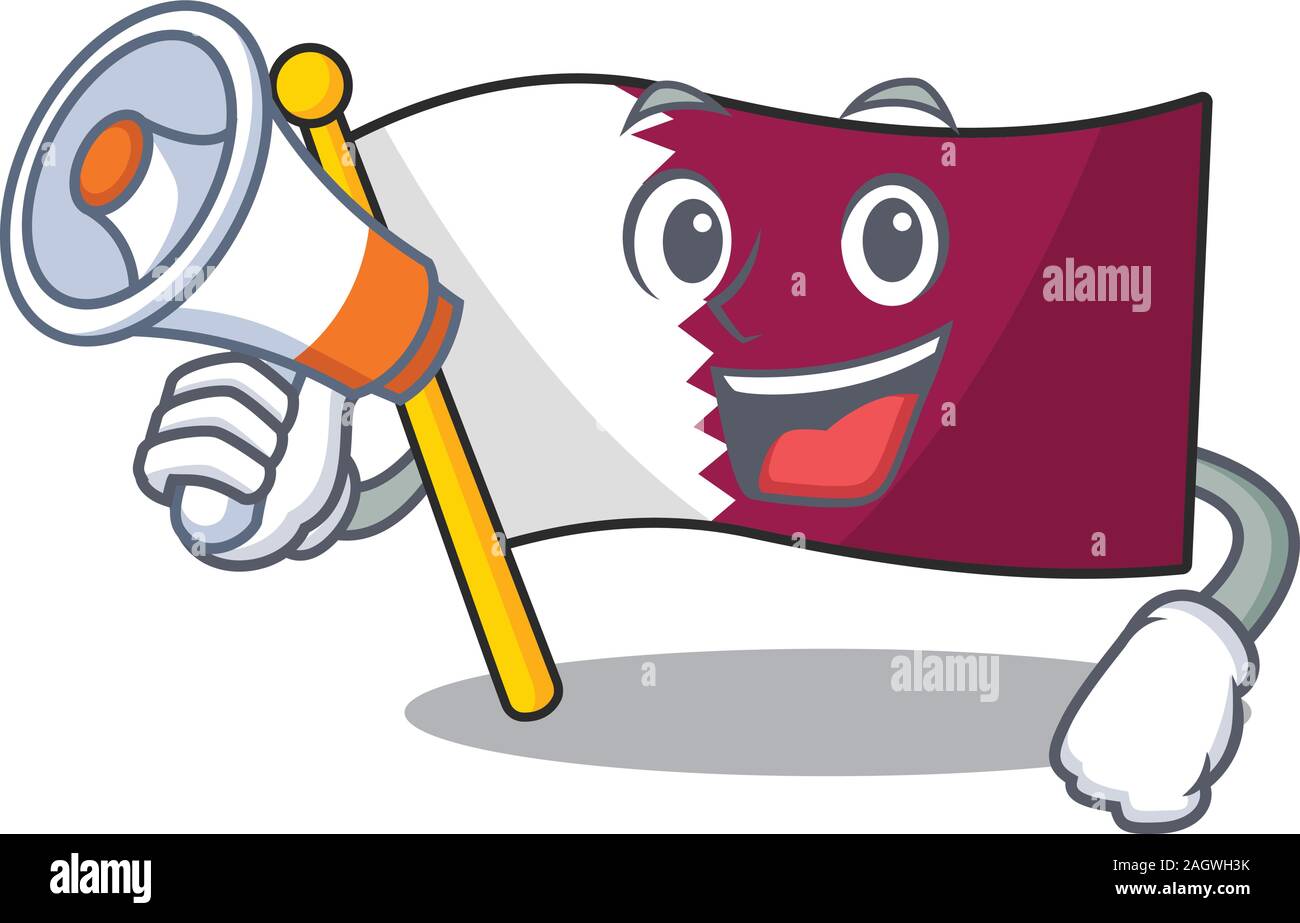 a Picture of flag qatar Scroll holding a megaphone Stock Vector Image ...