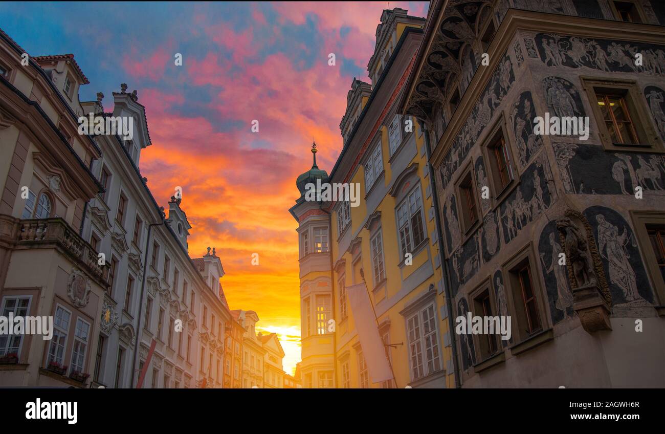 beautiful old streets of Prague. Czech Republic Stock Photo - Alamy