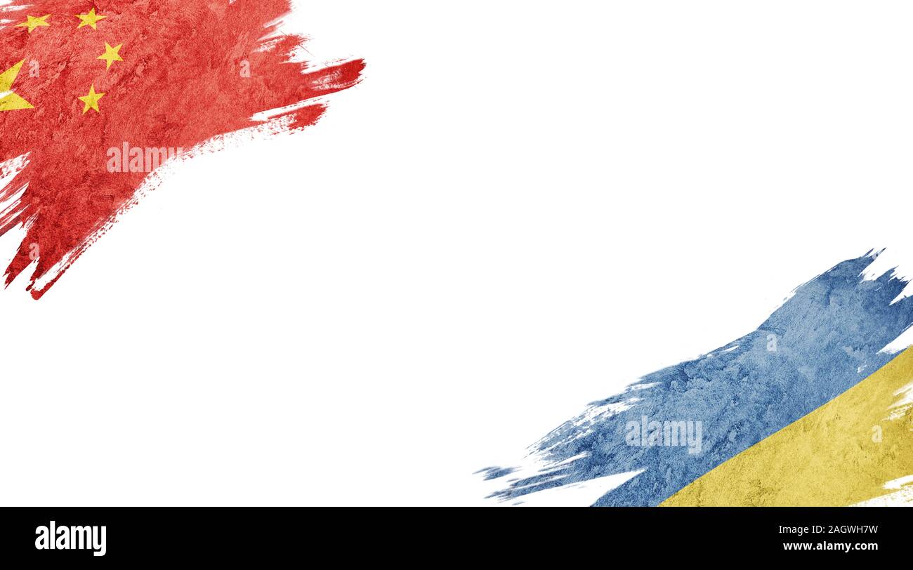 Flags of China and Ukraine on White Background Stock Photo - Alamy