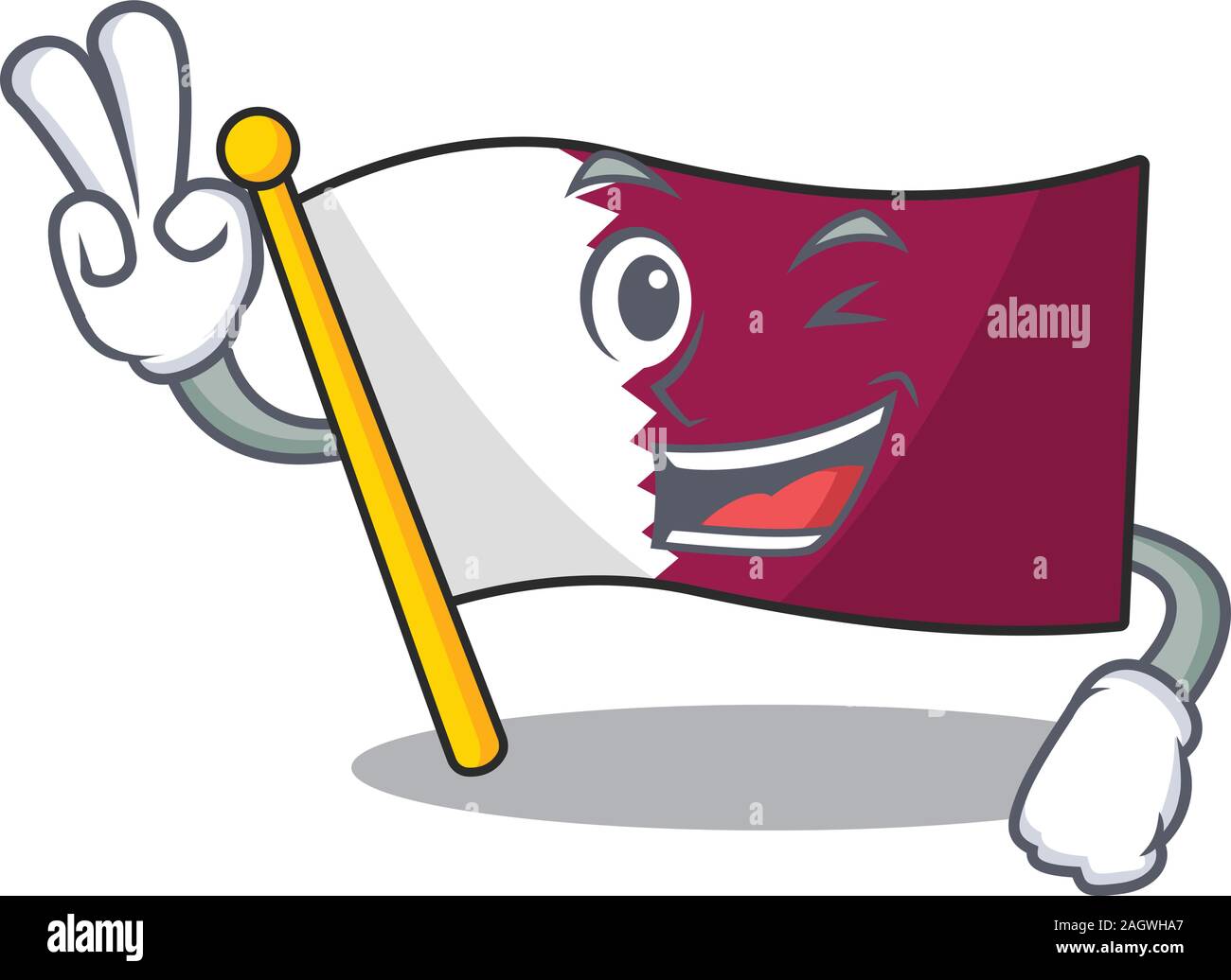 Funny flag qatar Scroll cartoon Character with two fingers Stock Vector ...