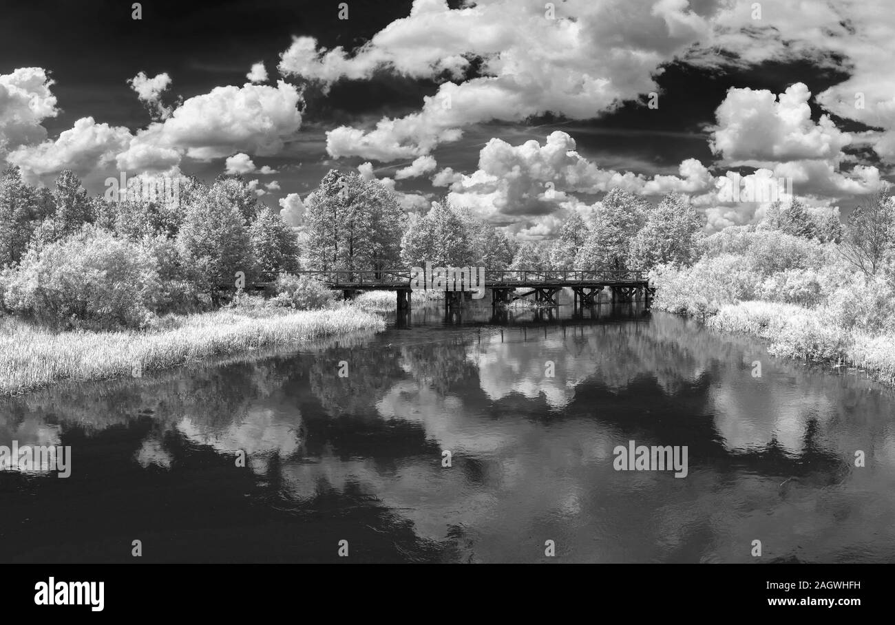 Black-white landscape. Infrared photography Stock Photo - Alamy