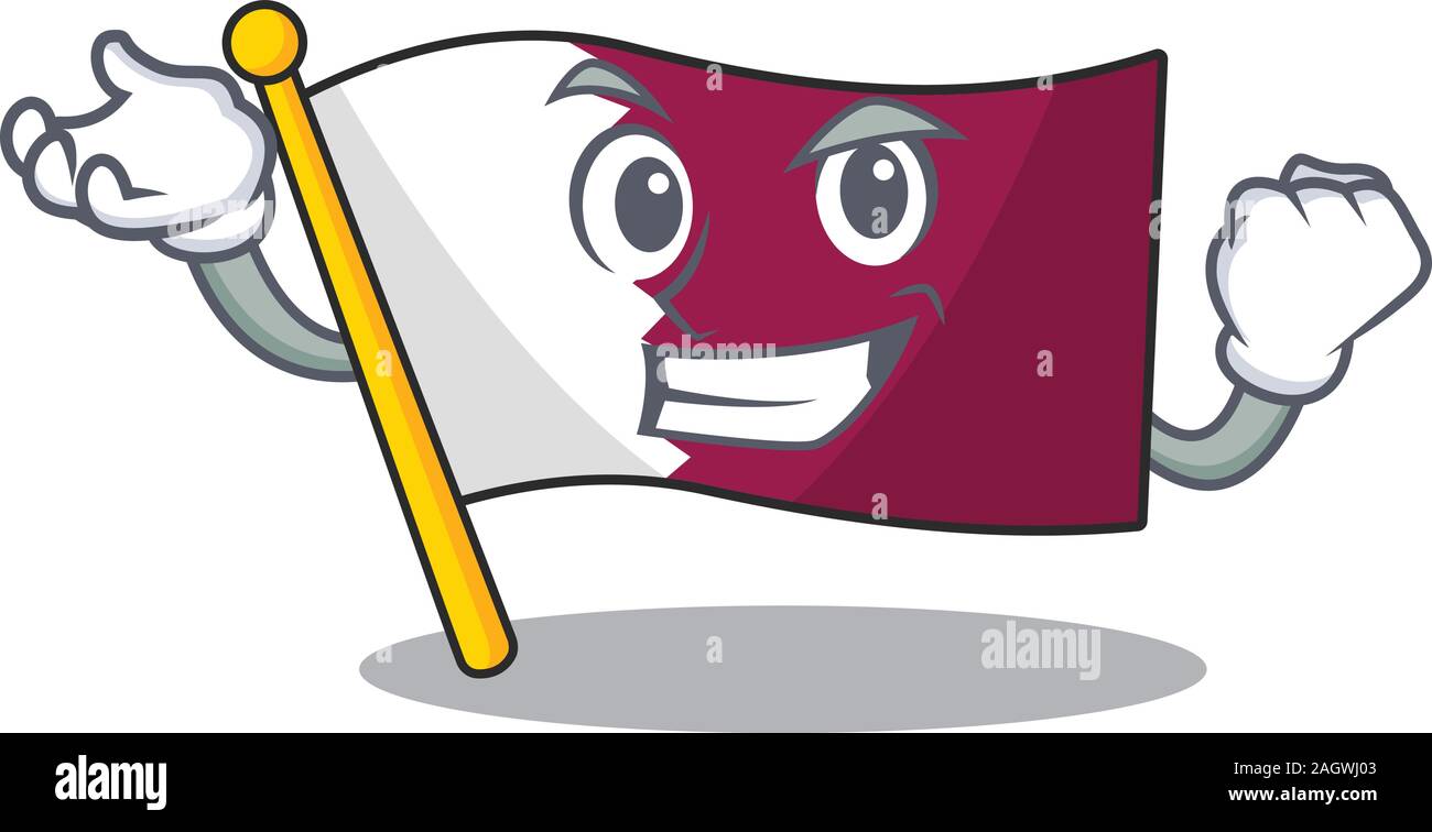 Happy confident Successful flag qatar Scroll cartoon character style ...