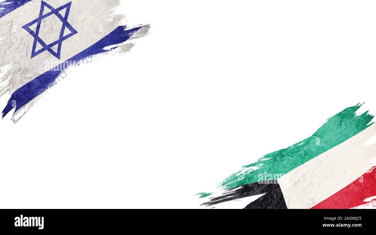 Flags of Israel and Kuwait on White Background Stock Photo - Alamy