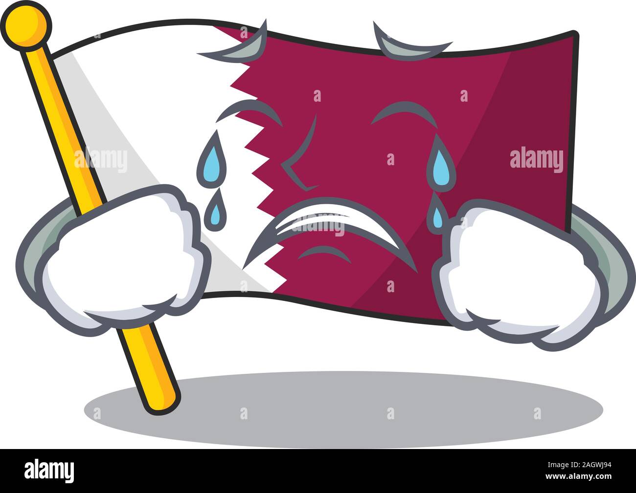 Sad Crying flag qatar Scroll cartoon character design Stock Vector ...