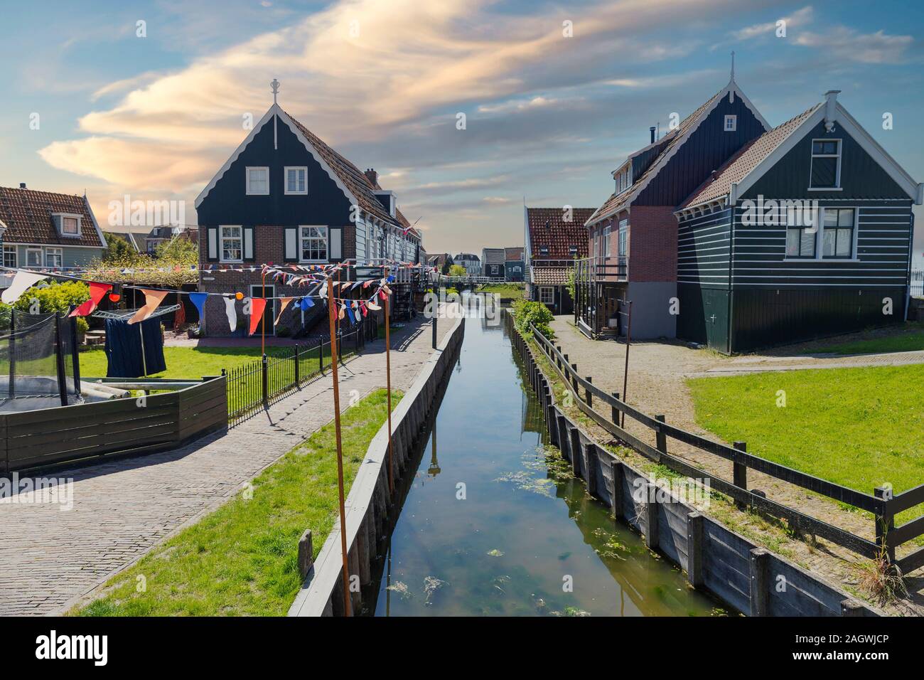 Traditional houses in Holland town Volendam, Netherlands Stock Photo ...