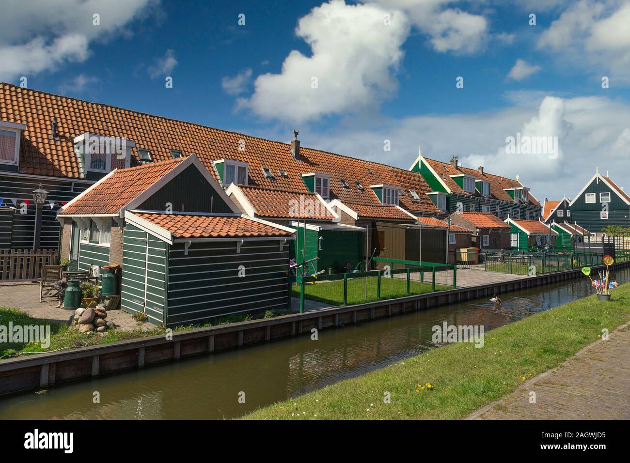 Traditional houses in Holland town Volendam, Netherlands Stock Photo ...