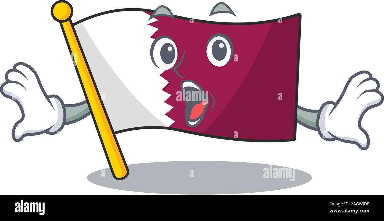 Flag qatar Scroll Surprised gesture on cartoon character style Stock ...