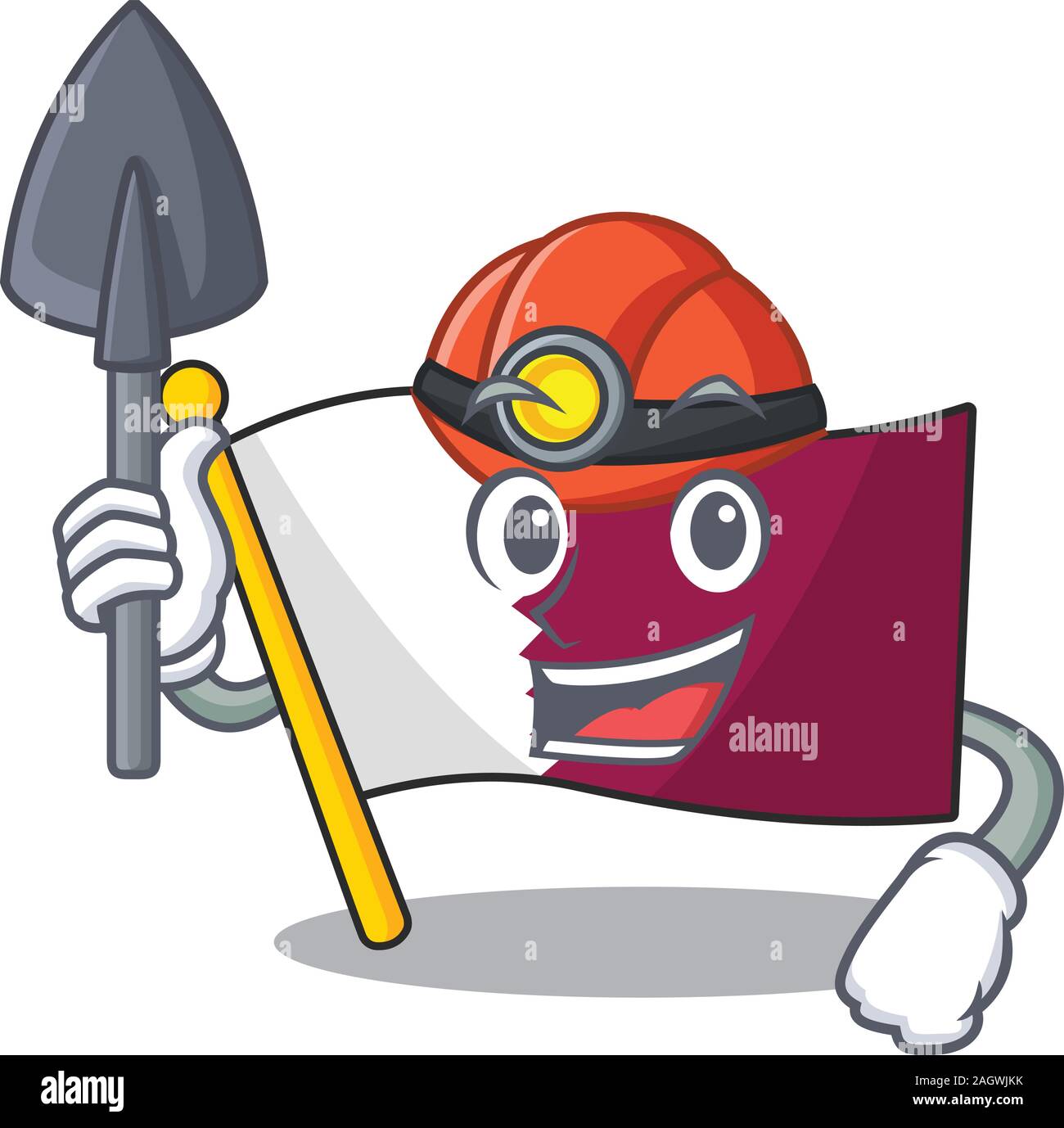 Cool confident Miner flag qatar Scroll cartoon character design Stock ...